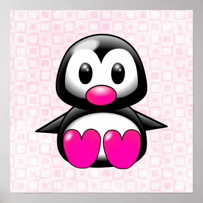 Cute Pink Penguin Poster | Zazzle.com