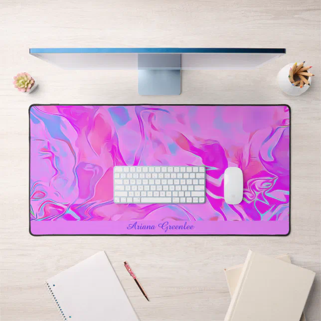 Cute Pink Personalized For Desktop Desk Mat | Zazzle