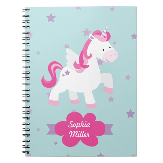 Cute Pink Personalized Magical Unicorn Notebook | Zazzle.com