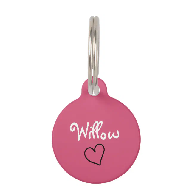 Cute Pink Personalized Pet Tag with Heart | Zazzle