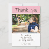 Cute Pink Photo Kids Thank you Card | Zazzle