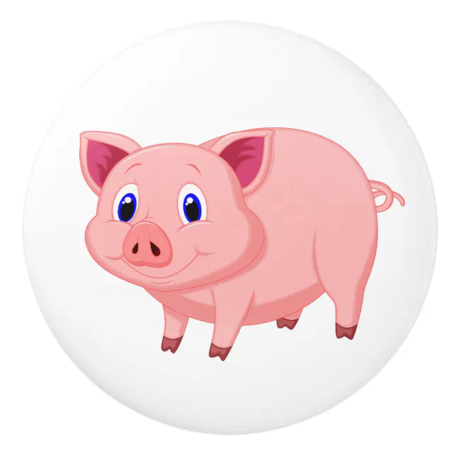 Cute Pink Pig Design Ceramic Knob | Zazzle