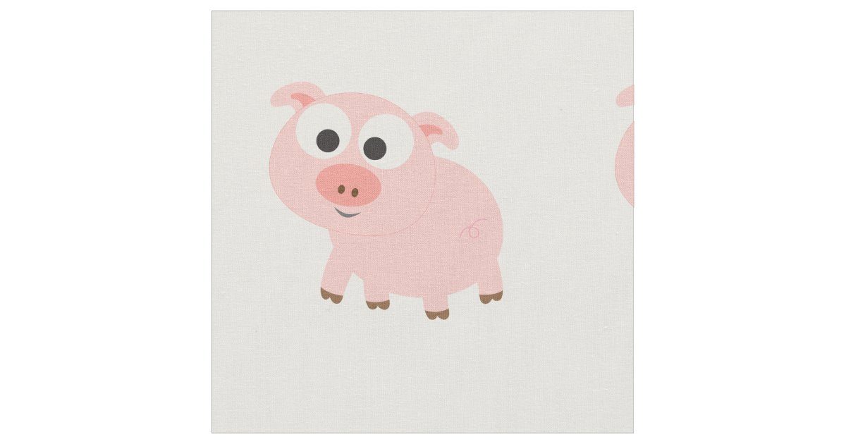 Cute Pink Pig Fabric | Zazzle