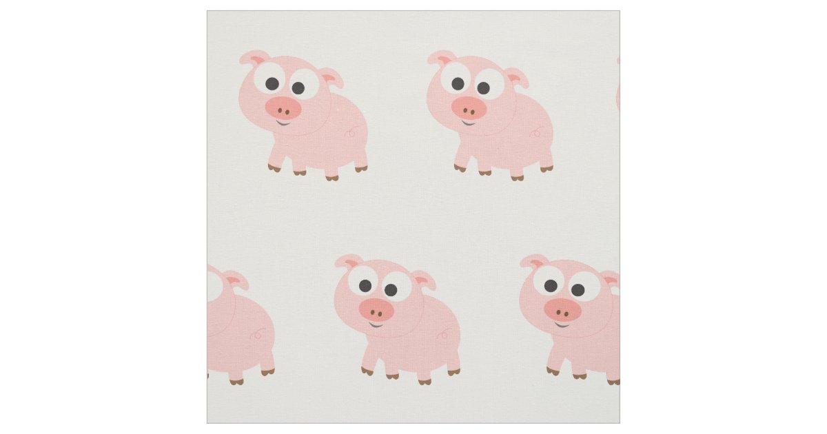 Cute Pink Pig Fabric | Zazzle