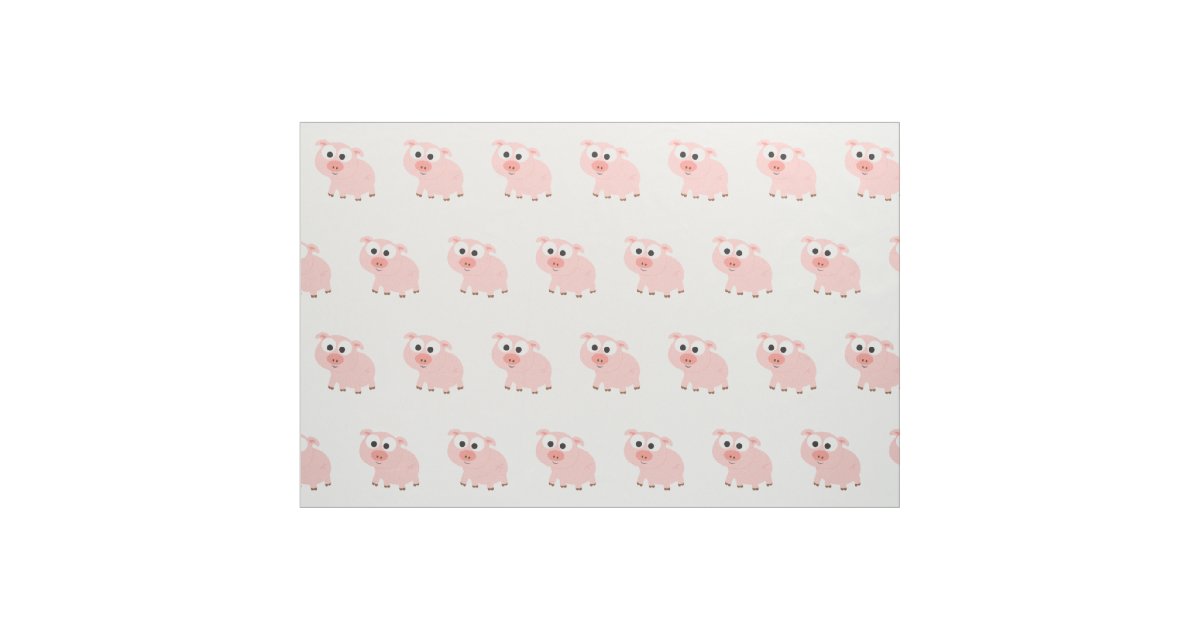 Cute Pink Pig Fabric | Zazzle