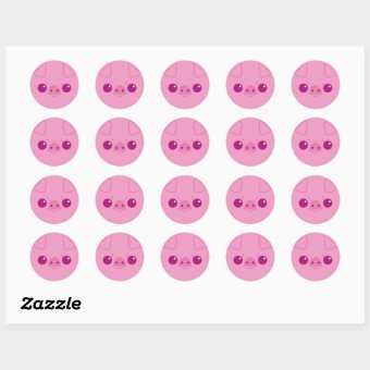 Cute Pink Pig Face Classic Round Sticker | Zazzle