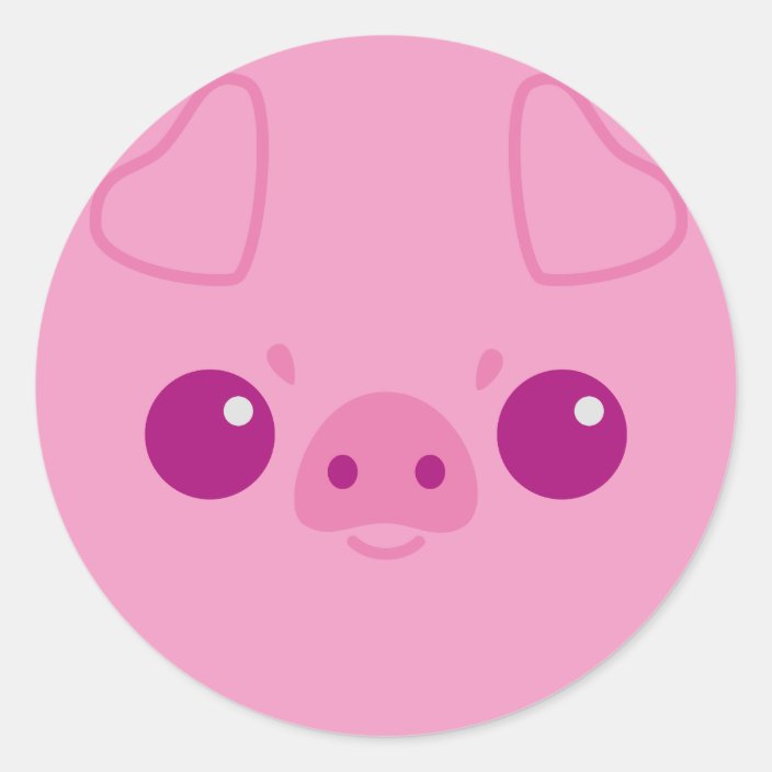 Cute Pink Pig Face Classic Round Sticker | Zazzle.com