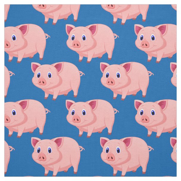 Cute Pink Pig Fabric | Zazzle