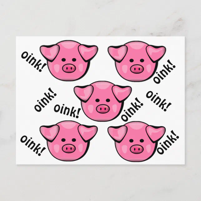Cute Pink Pigs Oinking Postcard | Zazzle