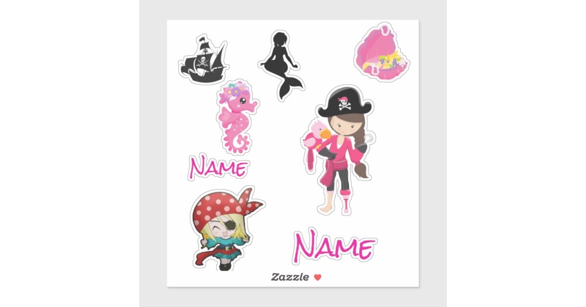 Cute Pink Pirate Girl Sticker | Zazzle