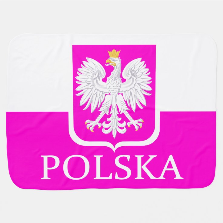 Cute Pink Poland Polska Flag Coat of Arms Receiving Blanket | Zazzle