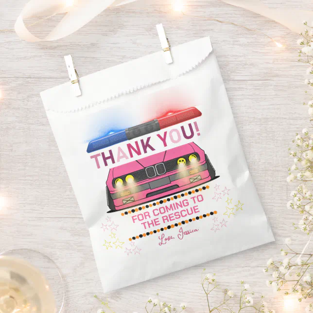 Cute pink Police Girl Birthday Party Favor Bag | Zazzle