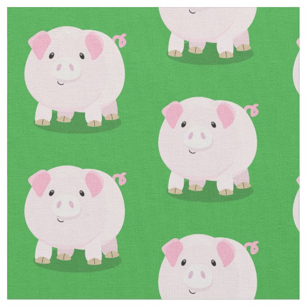 Cute Pink Pig Fabric | Zazzle