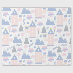 Cute Pink Princess Castle With Hearts Wrapping Paper | Zazzle