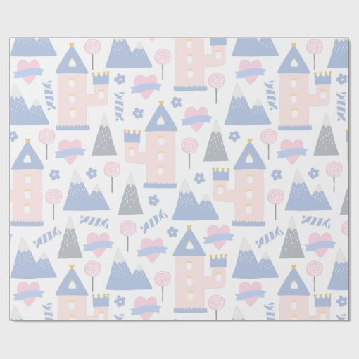 Cute Pink Princess Castle With Hearts Wrapping Paper | Zazzle