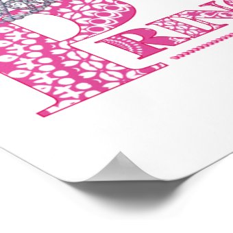 Cute Pink Princess Girl's Word Art Poster Print | Zazzle