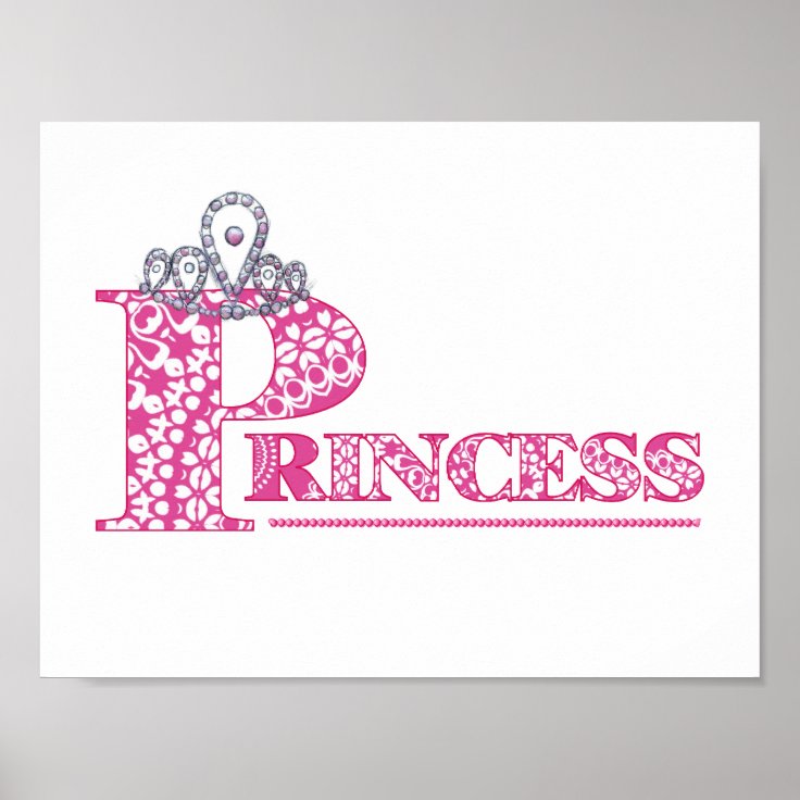 Cute Pink Princess Girl's Word Art Poster Print | Zazzle
