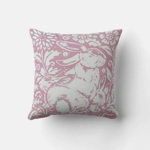 Cute Pink Rabbit Baby Bunny Pastel Nursery Decor Throw Pillow | Zazzle