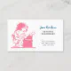 Cute Pink Retro Caricature Woman Accountant Business Card | Zazzle