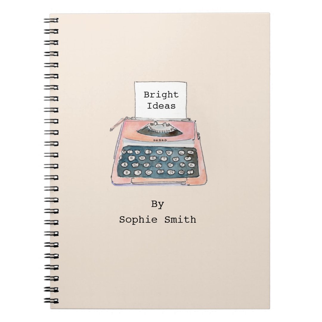 Cute pink retro typewriter notebook | Zazzle