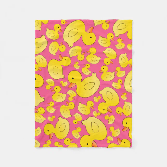 Cute pink rubber ducks fleece blanket | Zazzle