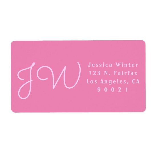 Cute Pink Script Monogrammed Address Shipping Label | Zazzle.com