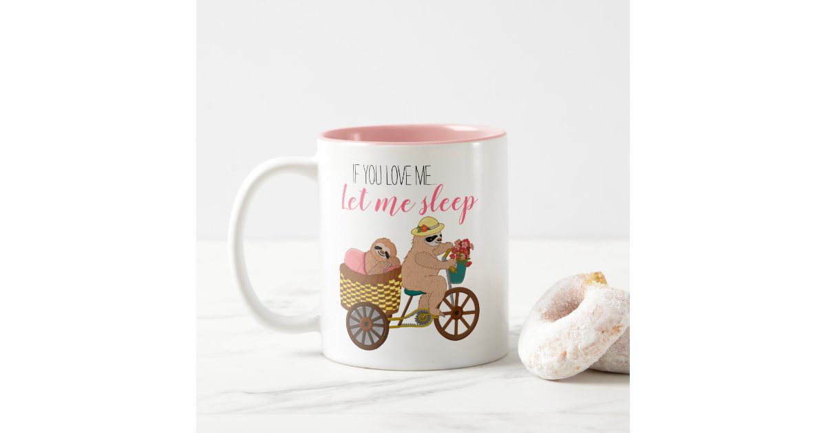 Cute Pink Sloth Cartoon Funny Sleep Quote Two-Tone Coffee Mug | Zazzle