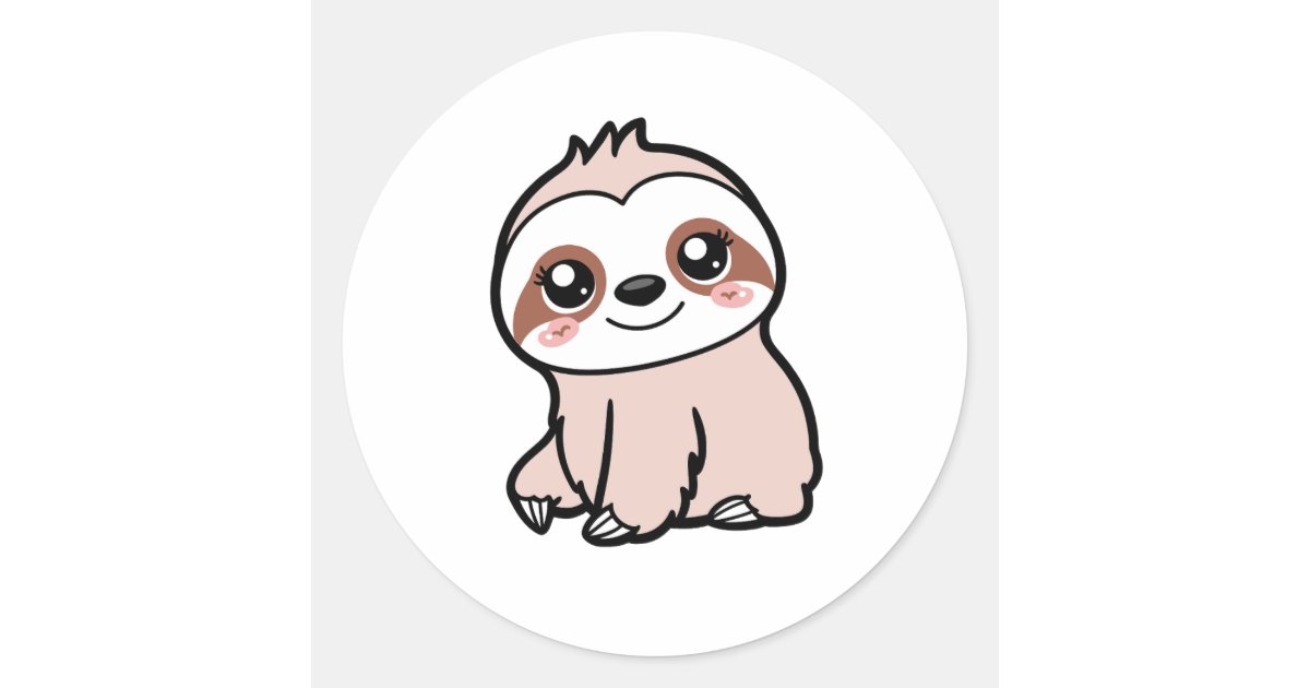 Cute Pink Sloth Classic Round Sticker | Zazzle