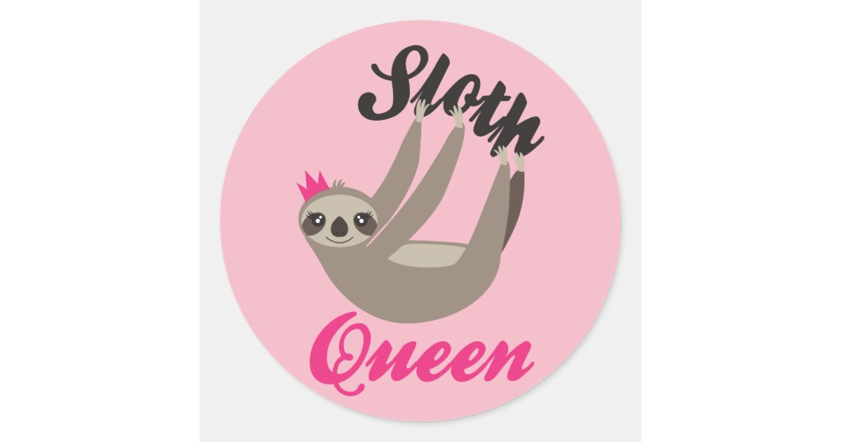 Cute Pink Sloth Queen Stickers | Zazzle