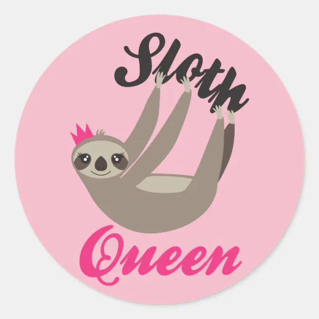 Cute Pink Sloth Queen Stickers | Zazzle