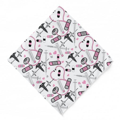 Cute Pink Stethoscope Nurse | Doctor EKG Pattern Bandana | Zazzle