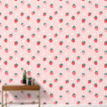 Cute Pink Strawberry Berry Sweet Nursery Room Wallpaper | Zazzle