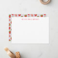 Cute pink strawberry note card | Zazzle
