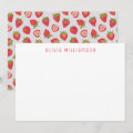 Cute pink strawberry note card | Zazzle