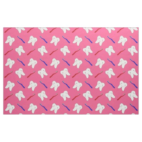 Pink Dental Pattern Fabric | Zazzle
