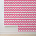 Cute Pink Wavy Ric Rac Striped Pattern Wallpaper | Zazzle