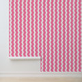 Cute Pink Wavy Ric Rac Vertical Striped Pattern Wallpaper | Zazzle