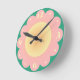 Cute Pink Yellow Cartoon Flower Girls Round Clock | Zazzle