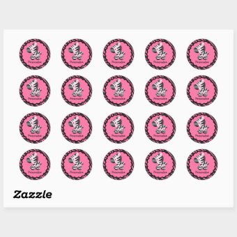 Cute Pink Zebra and Glitter Animal Print Stickers | Zazzle