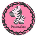 Cute Pink Zebra and Glitter Animal Print Stickers | Zazzle