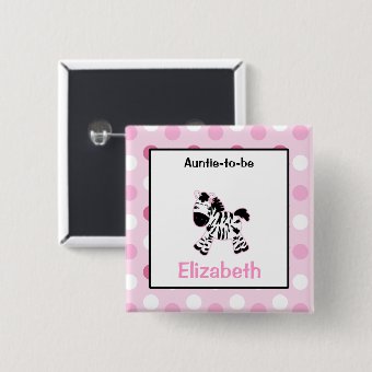 Cute Pink Zebra Customized name tag Button | Zazzle