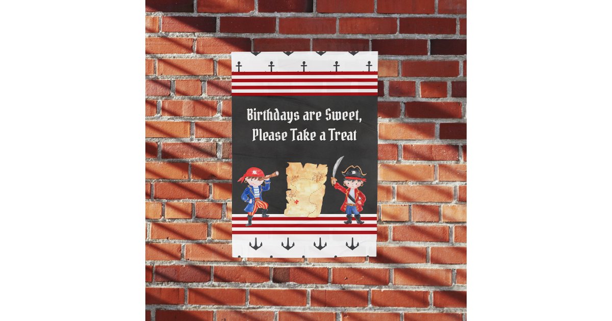 Cute Pirate Birthday Party Sign | Zazzle