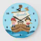 Cute Pirate Boys & A Big Ship Custom Name Large Clock | Zazzle