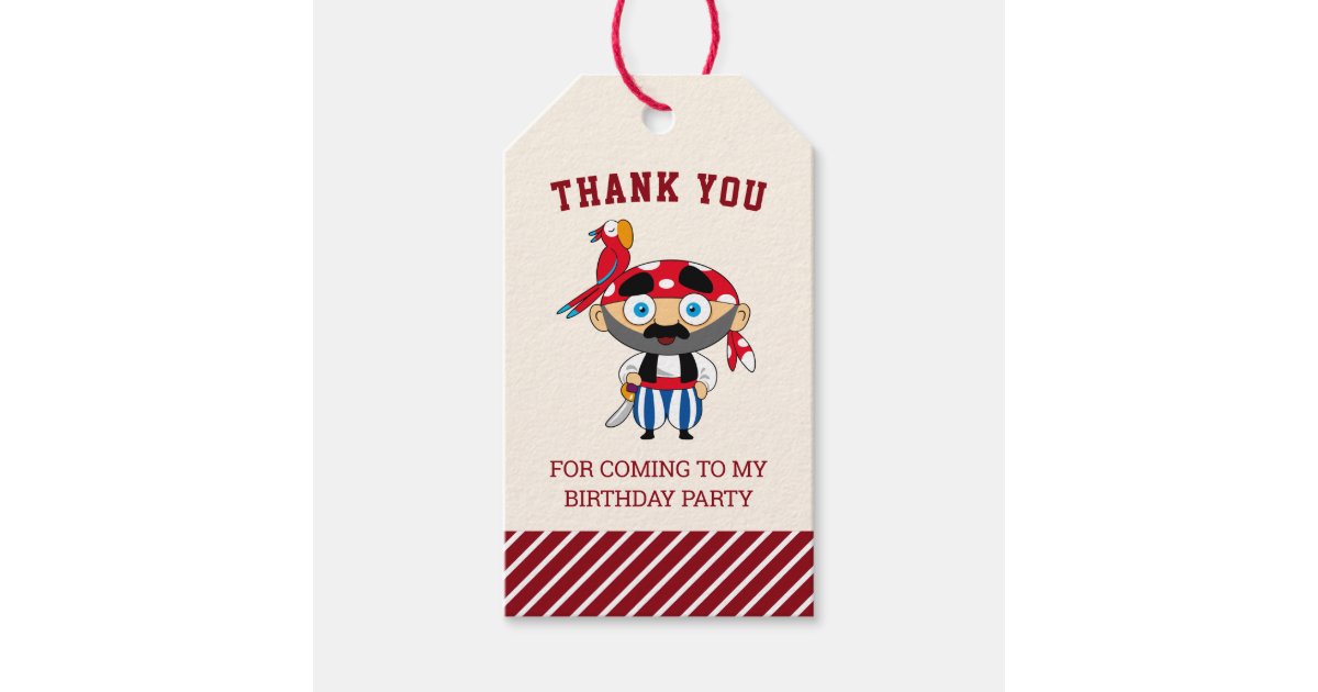 Cute Pirate Kids Birthday Party Favor Gift Tags | Zazzle