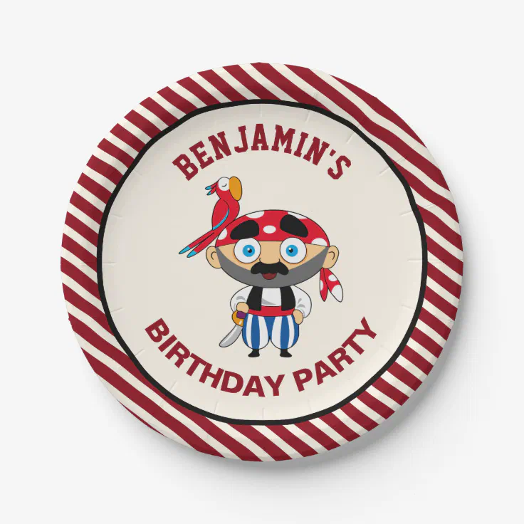 Cute Pirate Kids Birthday Party Paper Plates | Zazzle