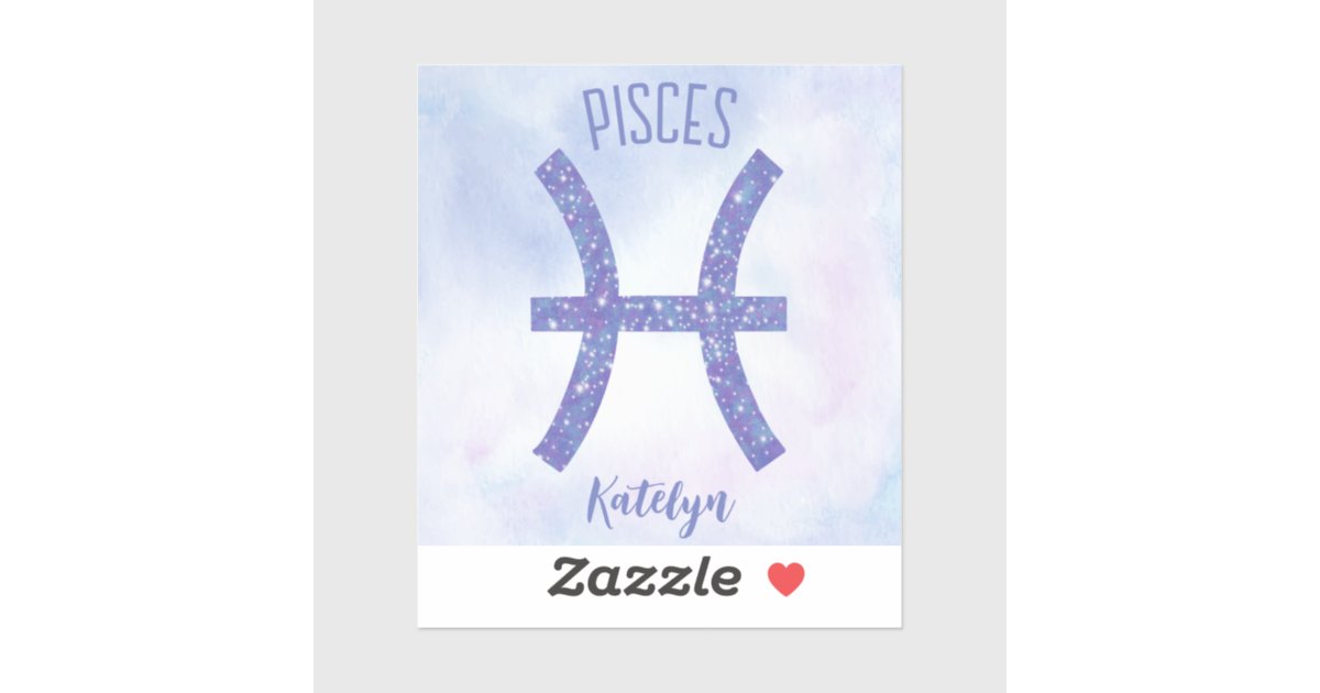 Cute Pisces Astrology Sign Personalized Purple Sticker | Zazzle