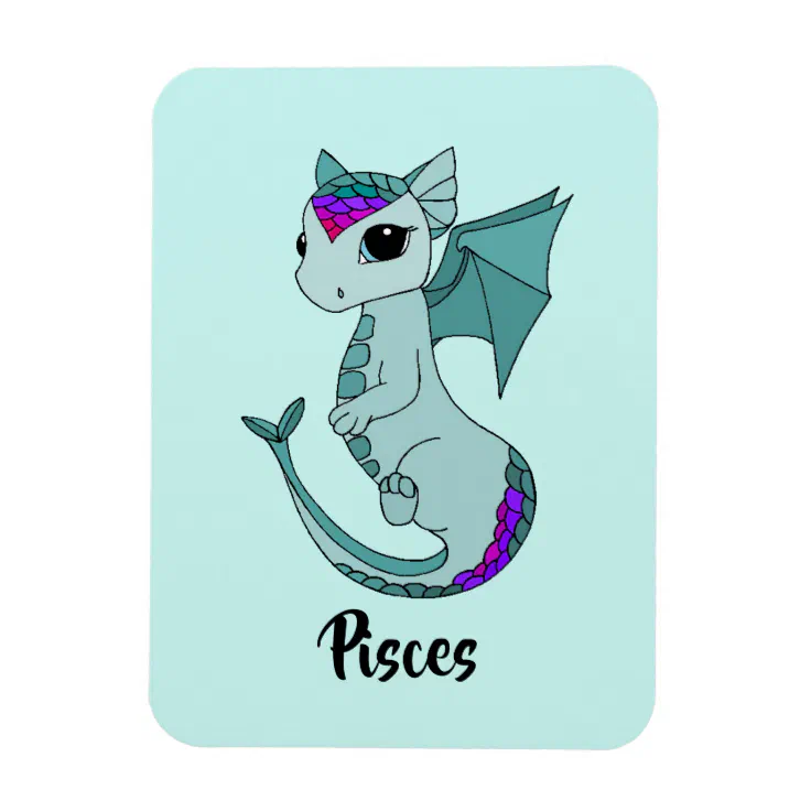 Cute Pisces Dragon design zodiac magnet | Zazzle