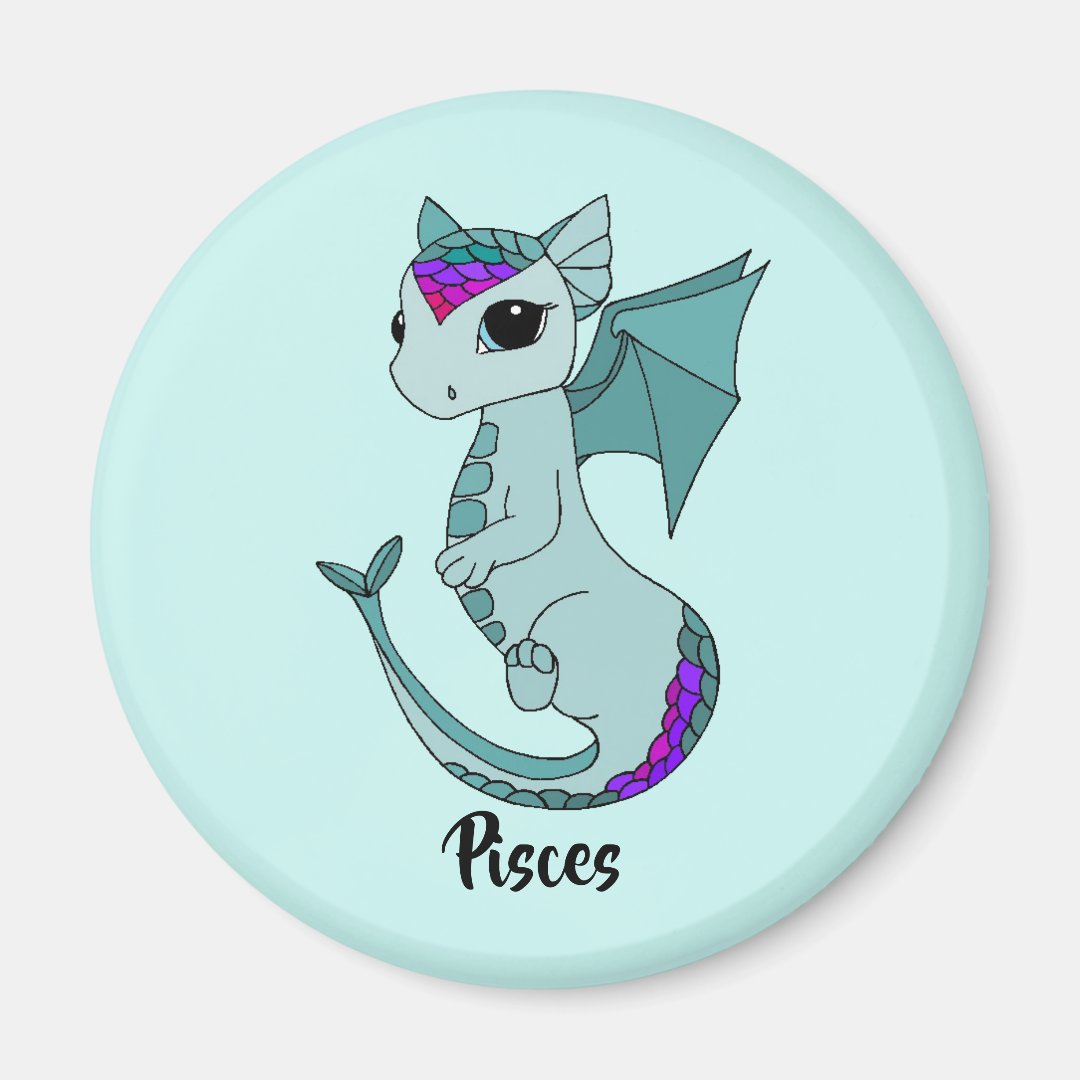 Cute Pisces Dragon design zodiac magnet | Zazzle