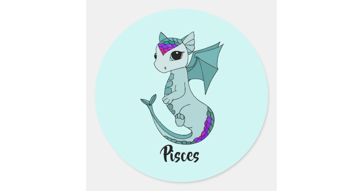 Cute Pisces Dragon design zodiac sticker | Zazzle