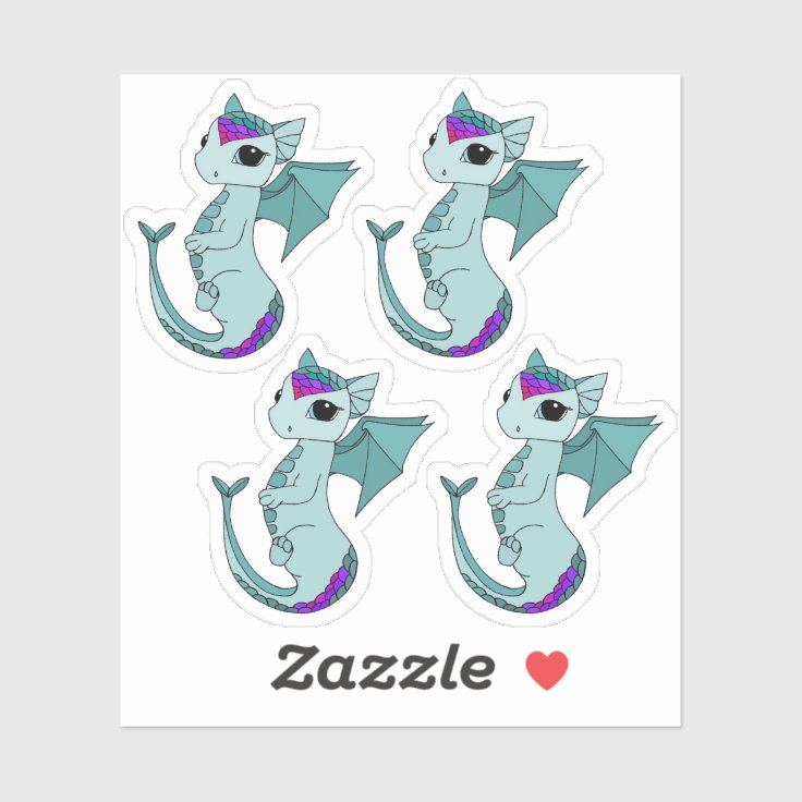 Cute Pisces Dragon design zodiac sticker | Zazzle